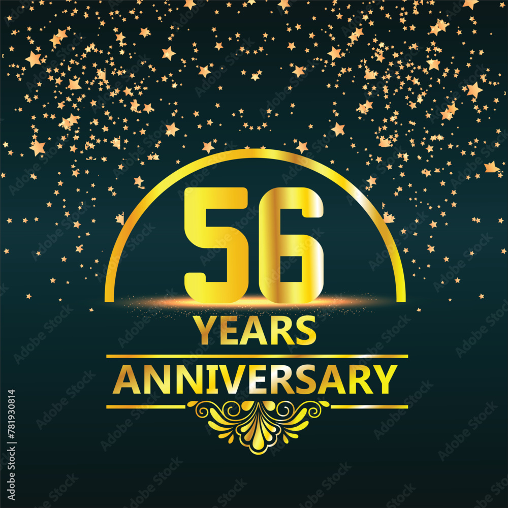 Vetor de 56th Anniversary logo design with golden numbers and red ...