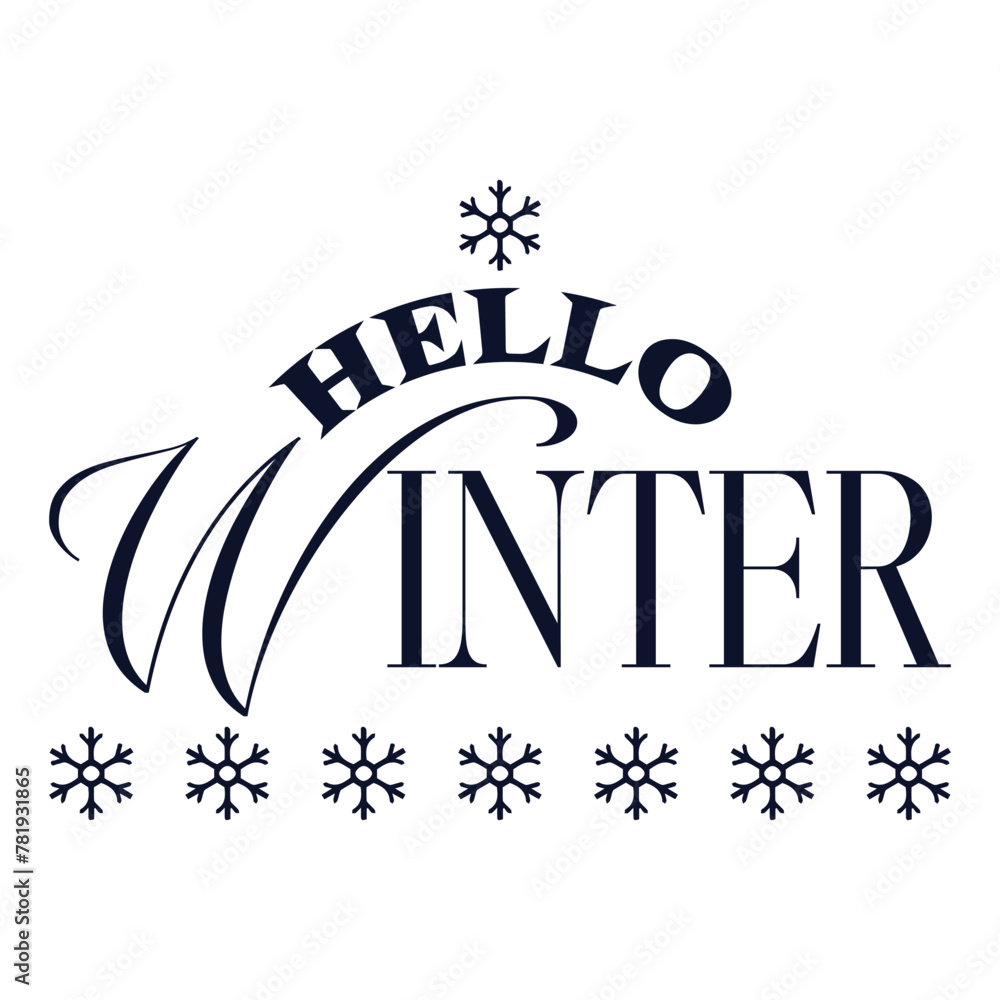 Hello Winter handwritten inscription. Winter logos and emblems for ...