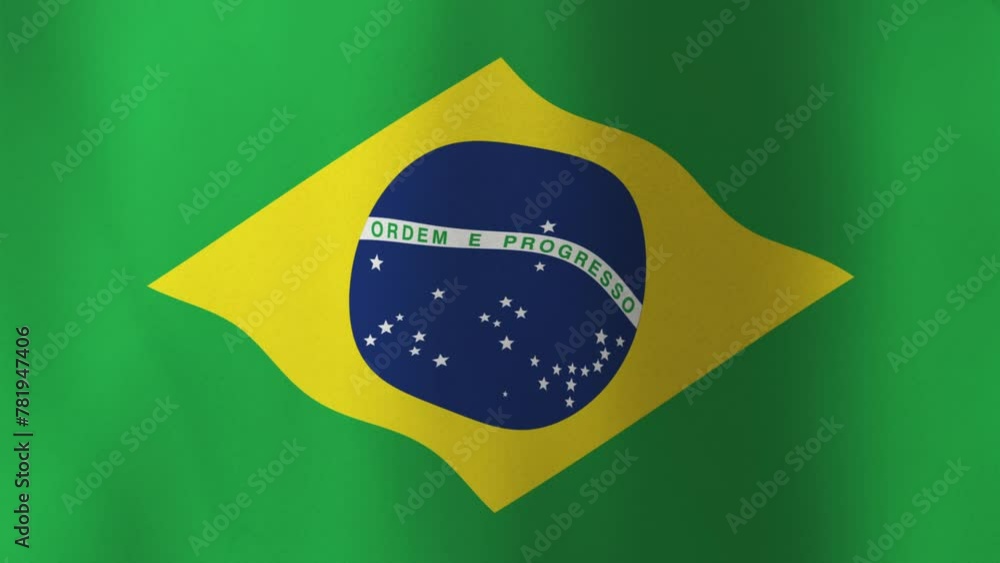Waving Flag of Brazil, 4K Seamless Loop Animation. Brazilian Flag 3d ...