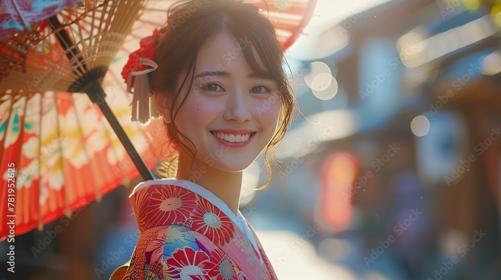Graceful Geisha: Enchanting Smile and Elegance in Traditional Kimono ...
