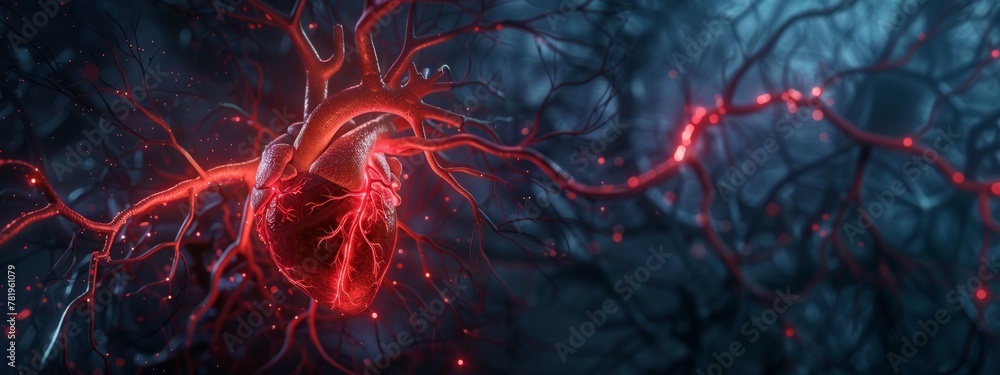 A background depicting the human circulatory system with arteries ...