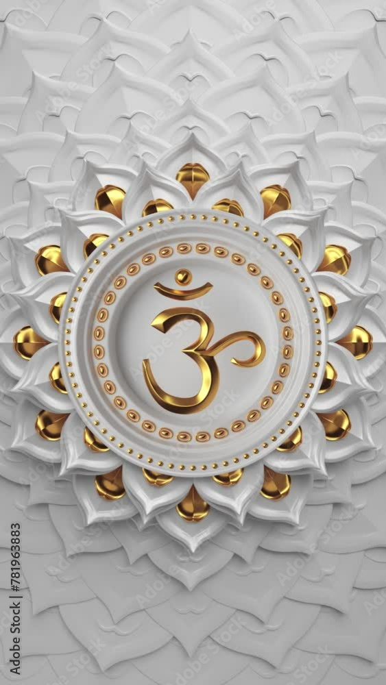 3d sahasrara crown chakra or thousandfold lotus symbol rotating over ...
