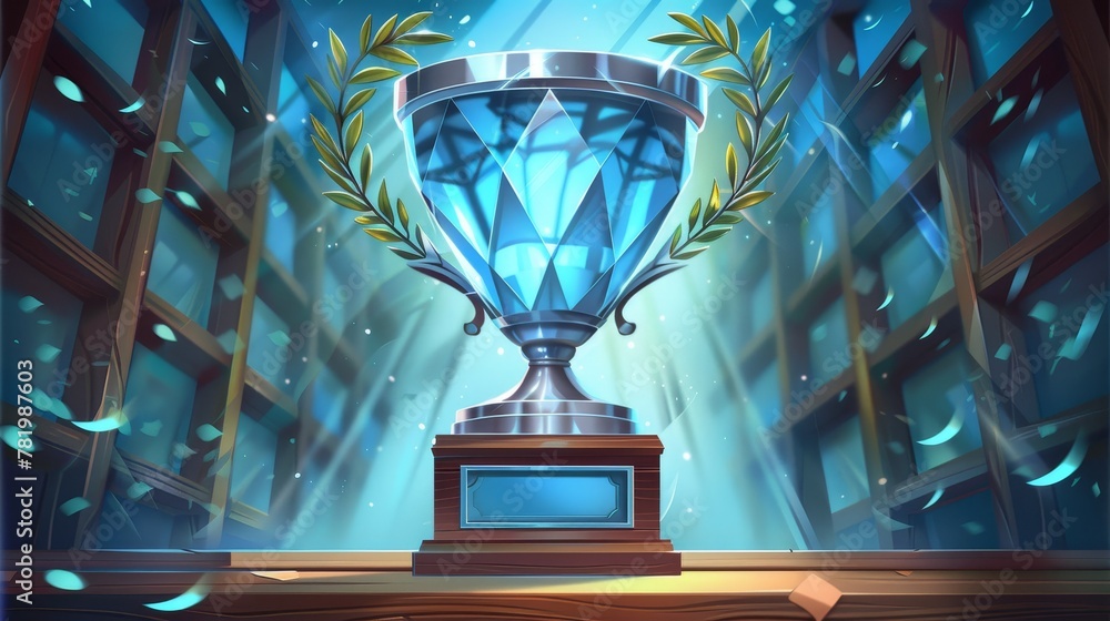 Realistic modern illustration of an award trophy or prize winner's ...