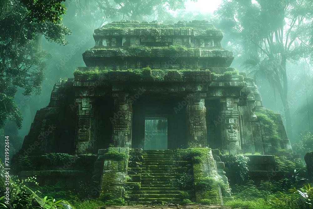 Mystic Mayan Temple Shrouded in Jungle Mist. Concept Exploring Ancient ...