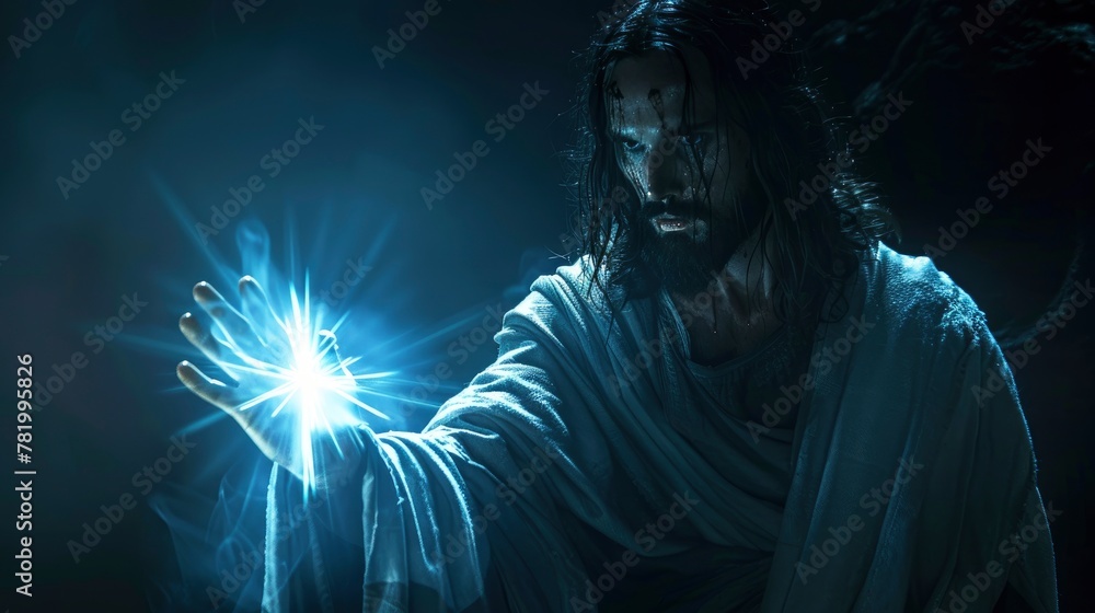 Jesus With Blue Glowing Light Around, Background Images , Hd Wallpapers ...