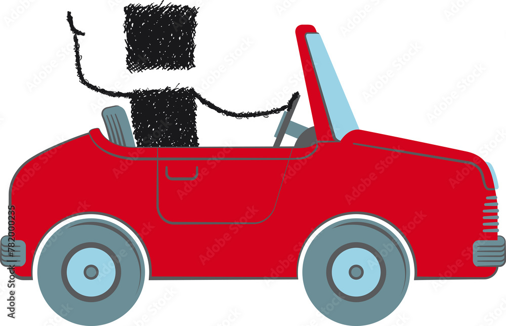 Driving a car, stick figure. Illustration of a stick figure driving a ...