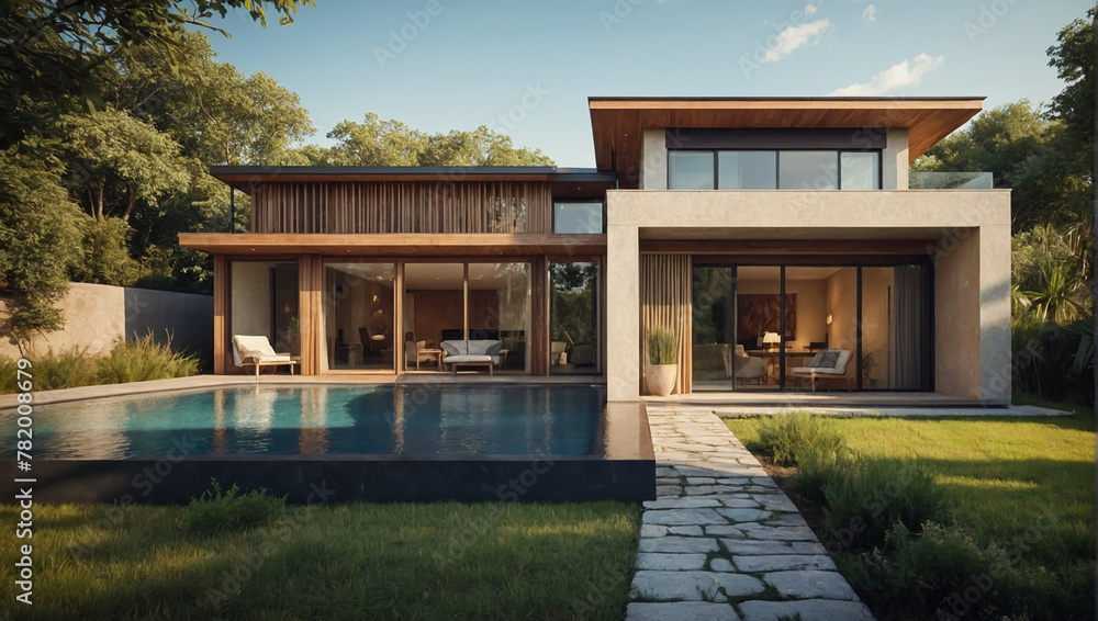 Modern style two-storey luxury house with private swimming pool ...