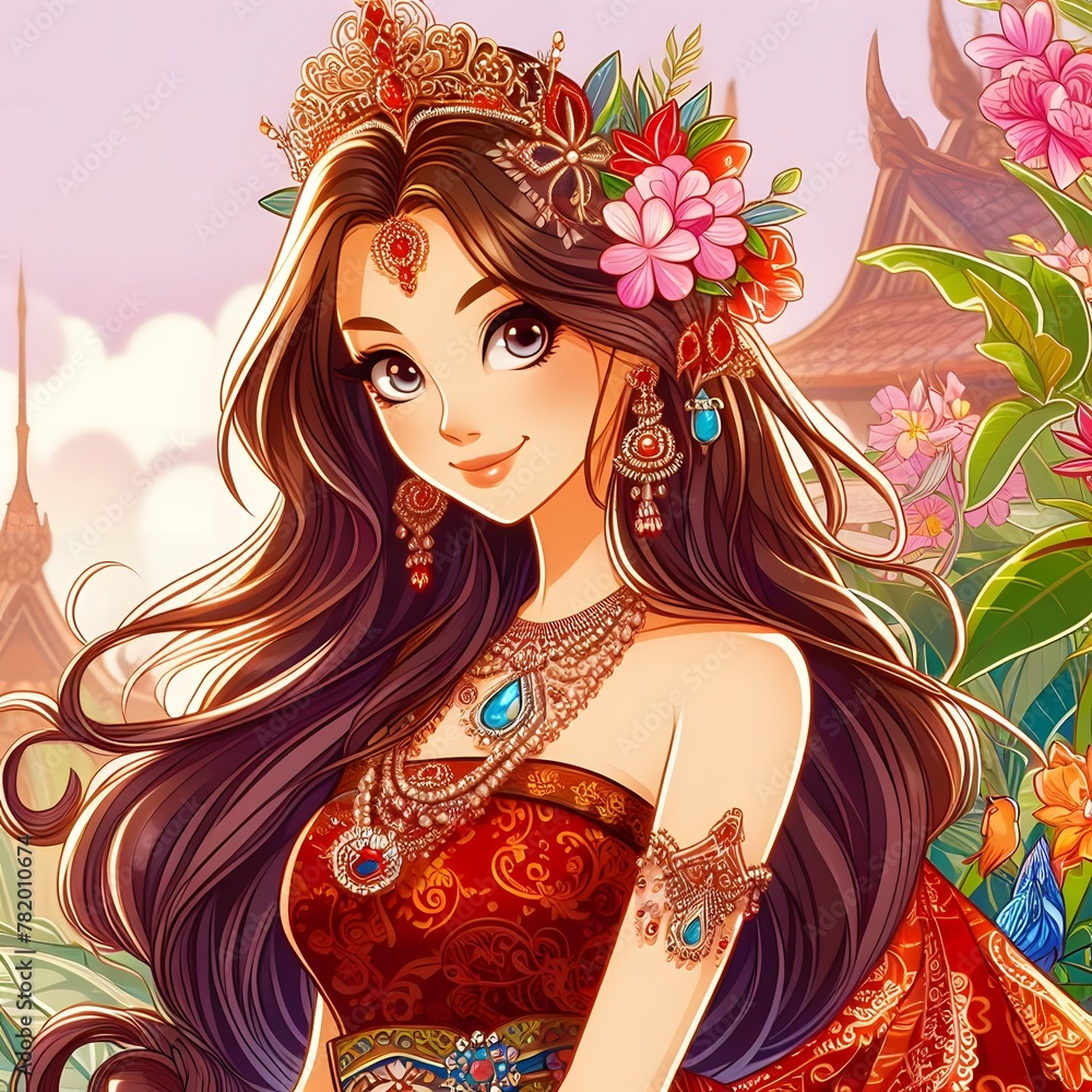 beautiful young girl wearing Javanese traditional clothes. Ai generated ...