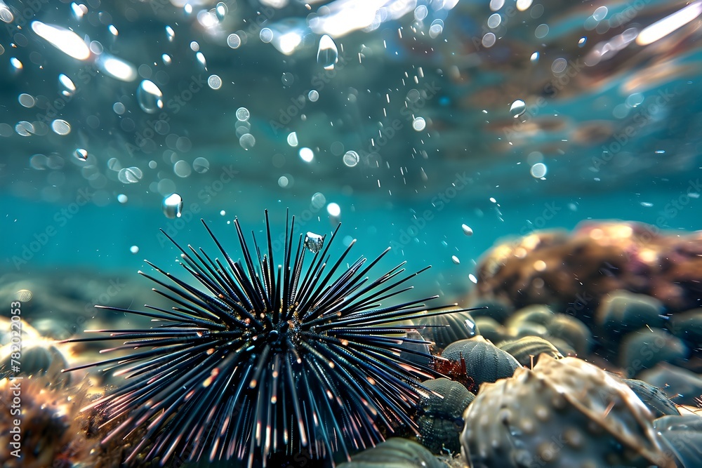 Delicate Sea Urchin Spines Swaying in the Ocean Currents Illustrating ...