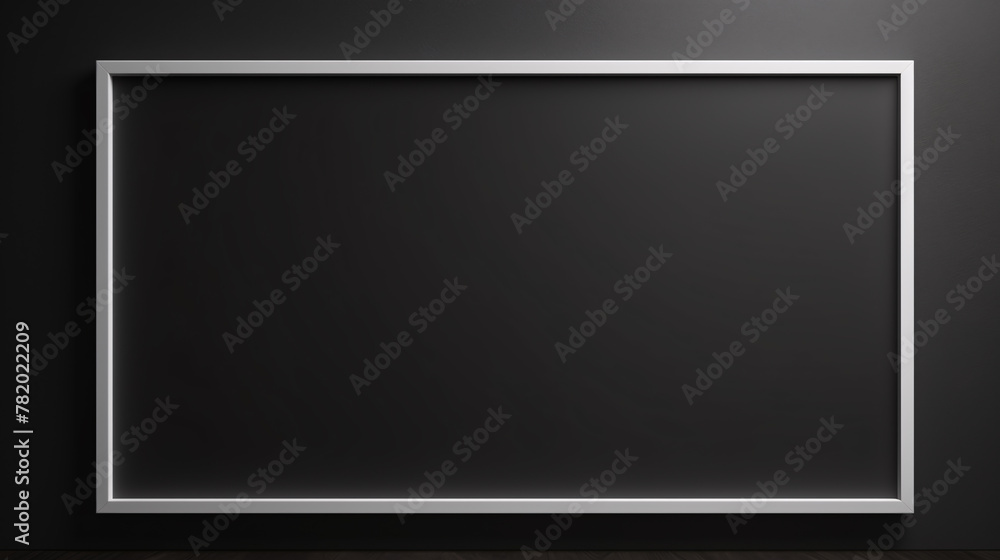 A large white frame on the wall, mockup template design illustration ...