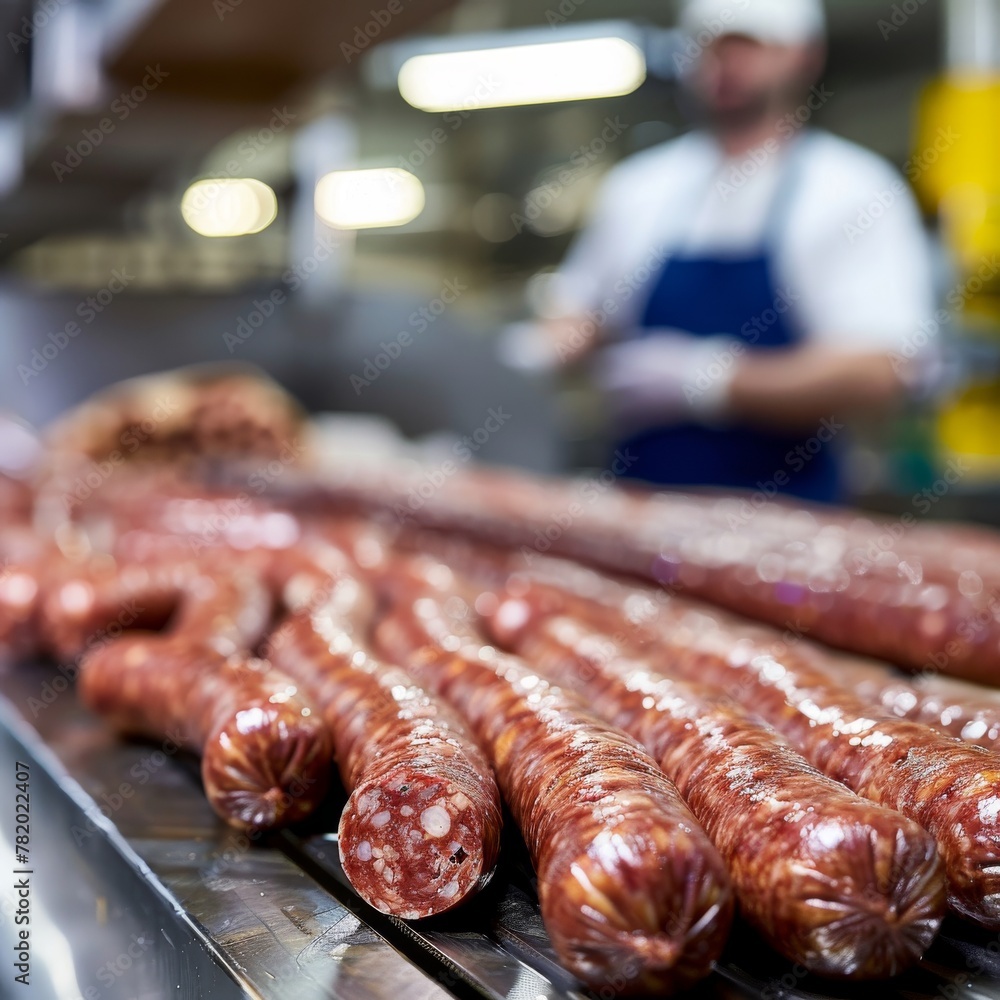 Sausages Production Line, Food Industry, Working on Automated ...