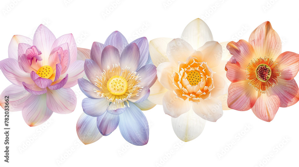 Lotus flower digital art in vibrant 3D, isolated on transparent ...