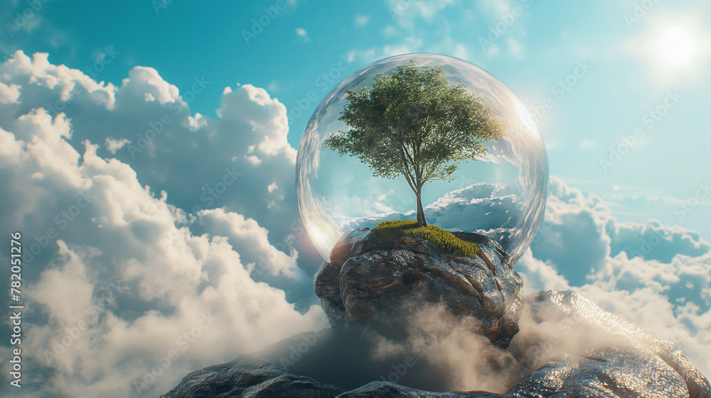 World Environment Day. Animation of a tree growing inside a sphere ...