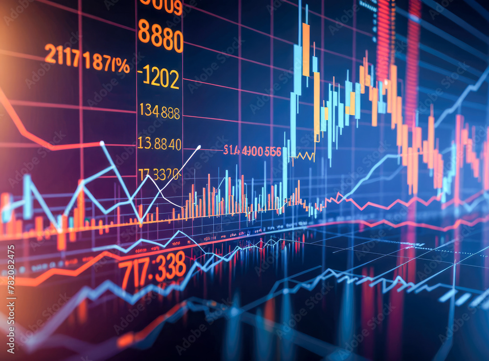 technical financial graph on technology abstract background. Rising ...
