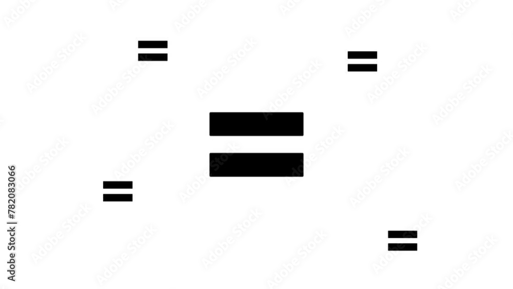 Zoom in and out animation the equals symbol. Large black symbol in the ...