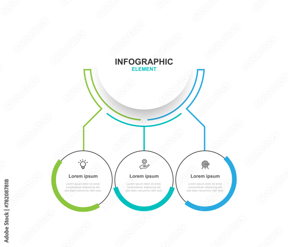 Design template infographic vector element with 3 step line process ...