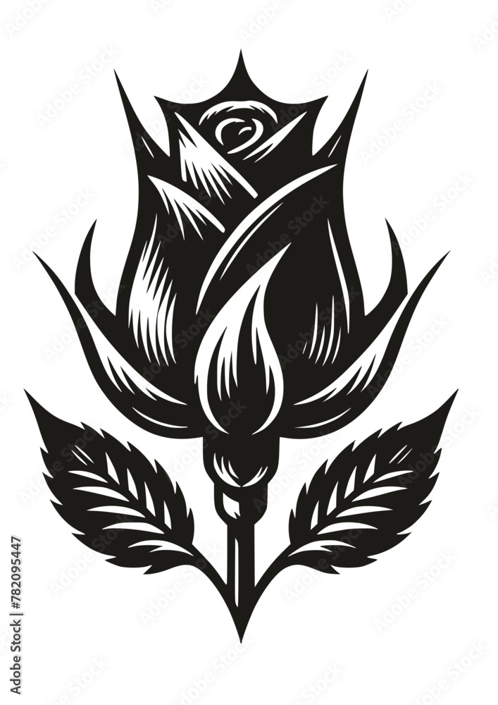 Vetor de Rose SVG, Rose Clipart, Flower SVG, Rose Silhouette, Rose ...