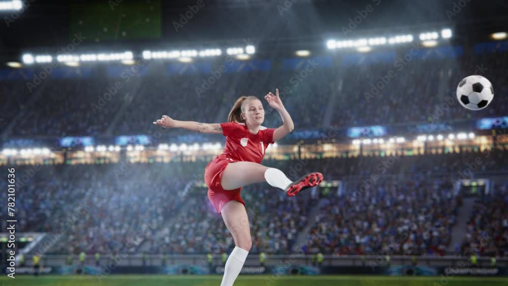 Aesthetic Super Slow Motion Shot Of Female Soccer Football Player ...