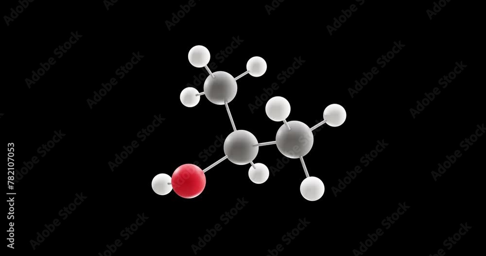 Isopropanol molecule, rotating 3D model of isopropyl alcohol, looped ...