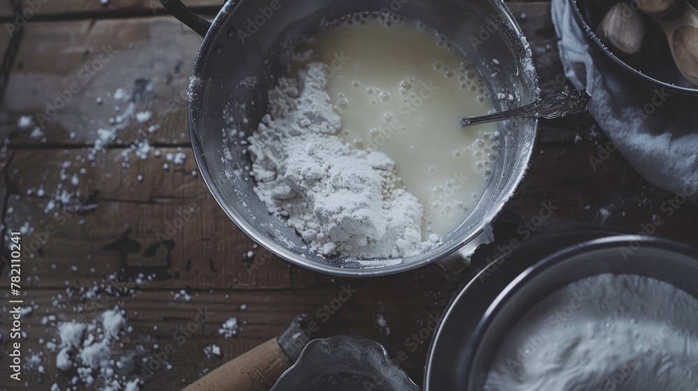 The comforting process of making milk from powder, its warm, creamy ...
