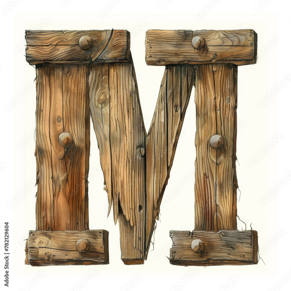 A charming rustic wooden letter M crafted from reclaimed wood, adding a ...