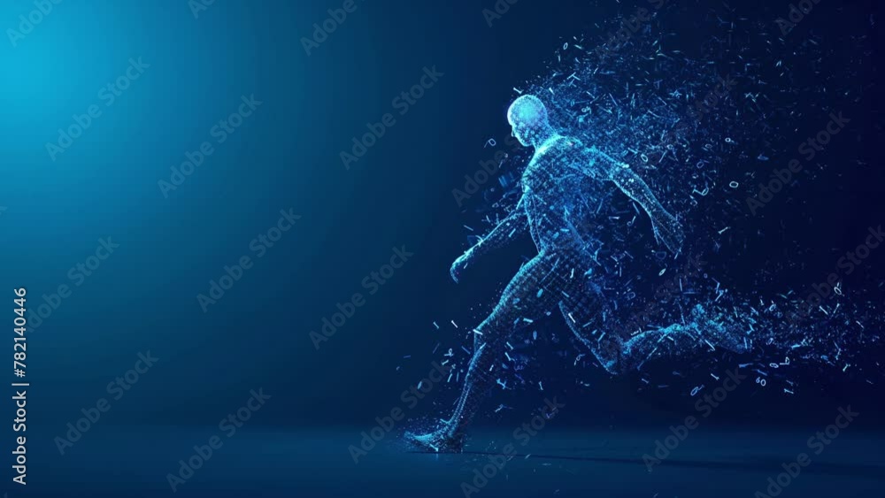 Illustration of man with dispersion effect, kicking pose; is perfect ...