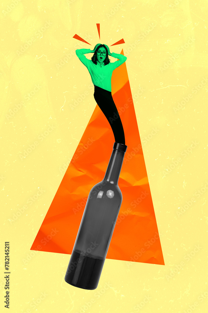 Composite trend 3D photo collage of jinn genie shocked amazed lady ...