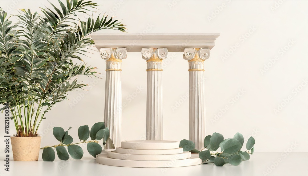 column on a white background, Background podium column 3d roman luxury ...