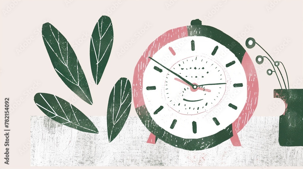 Illustration of a stylized clock, symbolizing mindfulness meditation ...