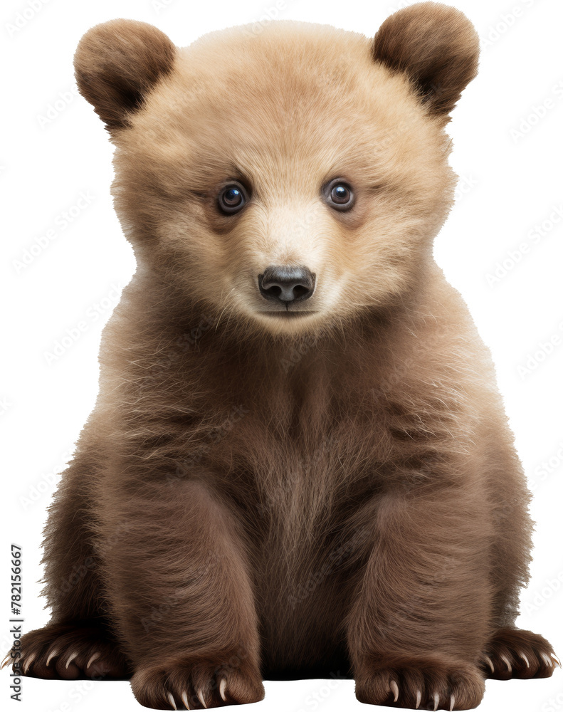 brown bear cub isolated on white or transparent background,transparency ...