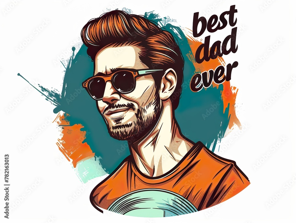 design with the text "best dad ever", vector, a men with his child ...