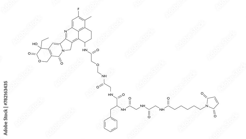 deruxtecan molecule, structural chemical formula, ball-and-stick model ...