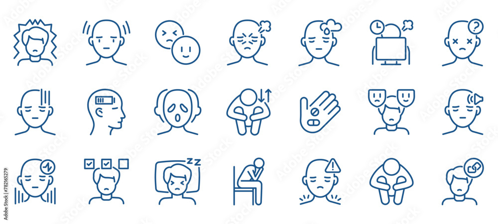 Mental Health Awareness Icon Set. Collection of Outline Symbols for ...