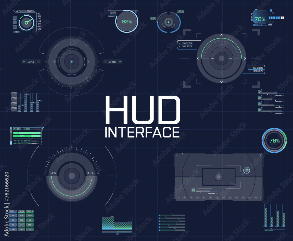 Futuristic user interface HUD and Infographic elements. HUD UI for ...