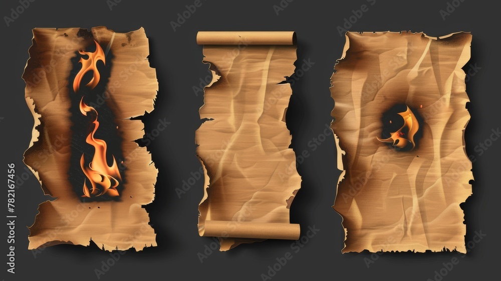 An image of burning paper borders, burned pages with smoldering fire on ...