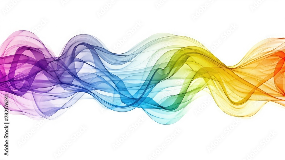 Abstract spectrum color big flame waves duplicated on isolated white ...