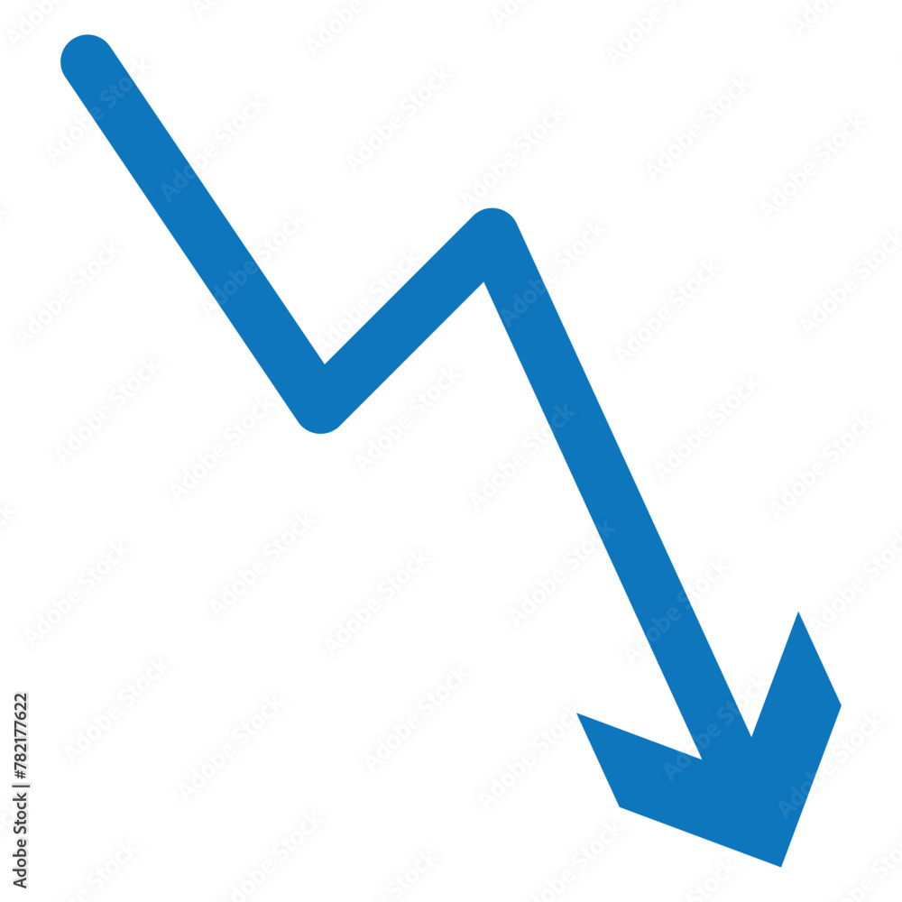 Red 3d arrow going down stock icon on white background. Bankruptcy ...