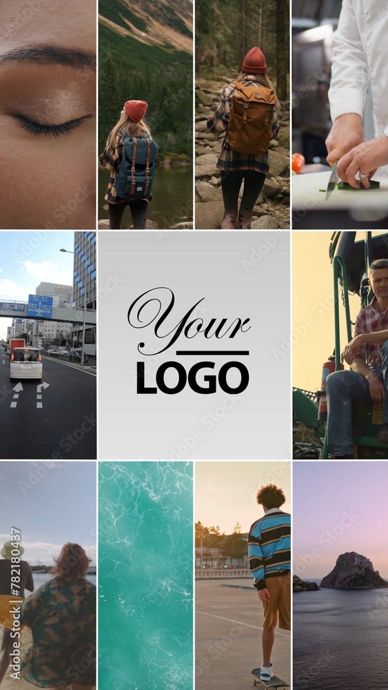 Vertical Media Grid With Strokes Stock Template Adobe Stock