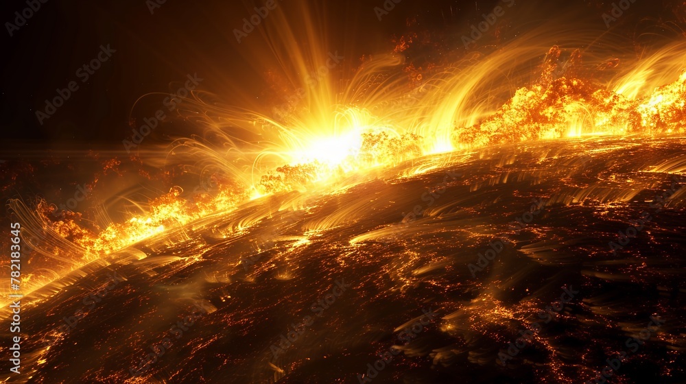 sun solar flare intense powerful energy eruption celestial phenomenon ...