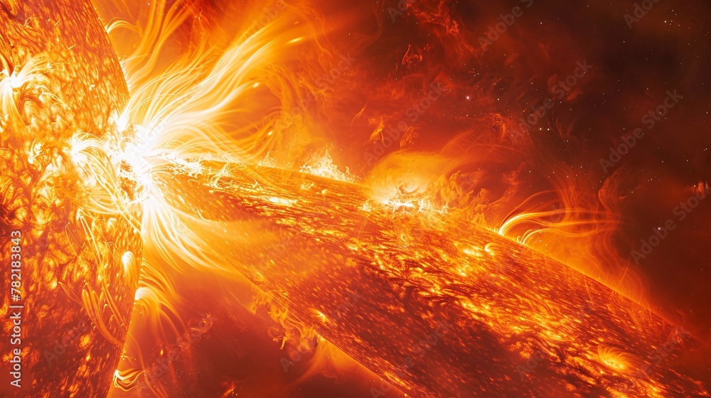 sun solar flare intense powerful energy eruption celestial phenomenon ...