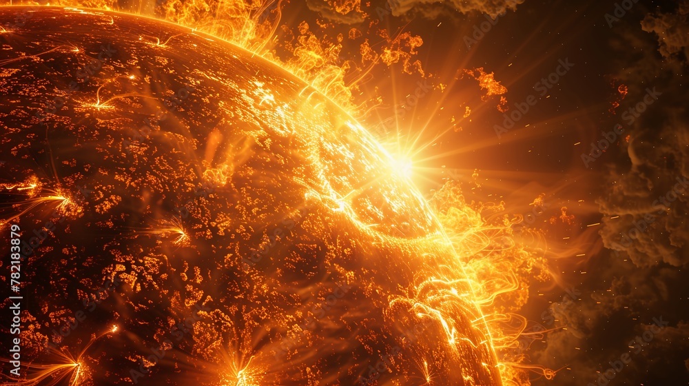 sun solar flare intense powerful energy eruption celestial phenomenon ...