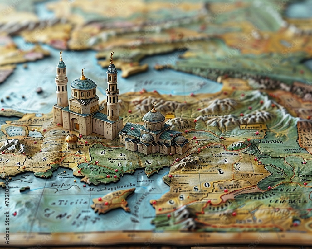 Photo & Art Print Armenia marked on a map of Asia, between crossroads ...