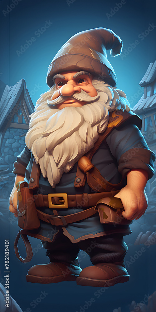 Fantasy illustration of a dwarf character: Enchanted village scene with ...