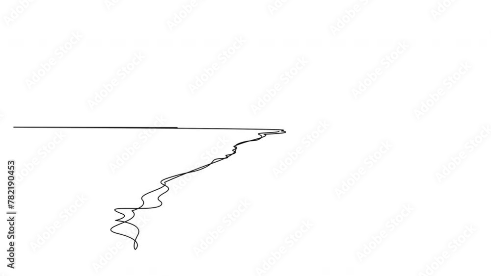Self drawing animation of sea beach with sun drawn by one continuous ...