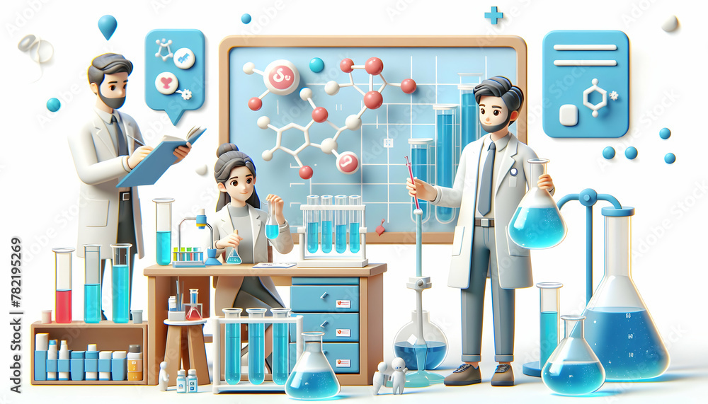 Scientific Exploration: 3D Icon of a Science Teacher Conducting ...