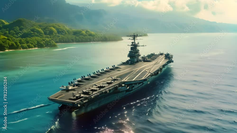 Impressive Aircraft Carrier Sailing in Open Waters, An iconic World War ...