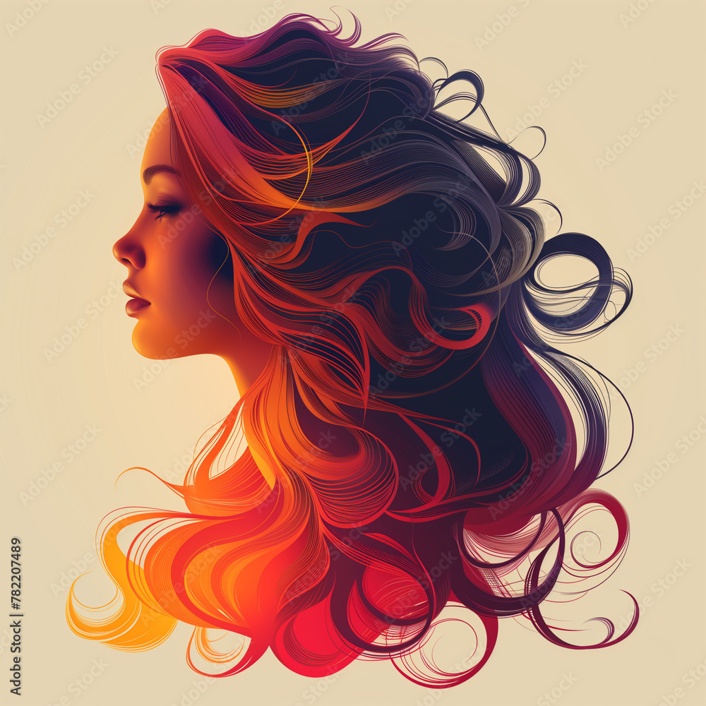 Colorful isomorphic hair stylist logo icon Stock Illustration | Adobe Stock