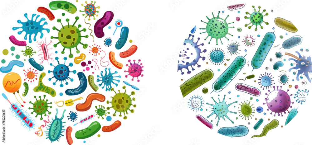 Bacterias, disease cells and germs in round frame Stock Vector | Adobe ...