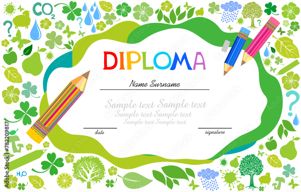 Certificates kindergarten and elementary, Preschool Kids Diploma ...