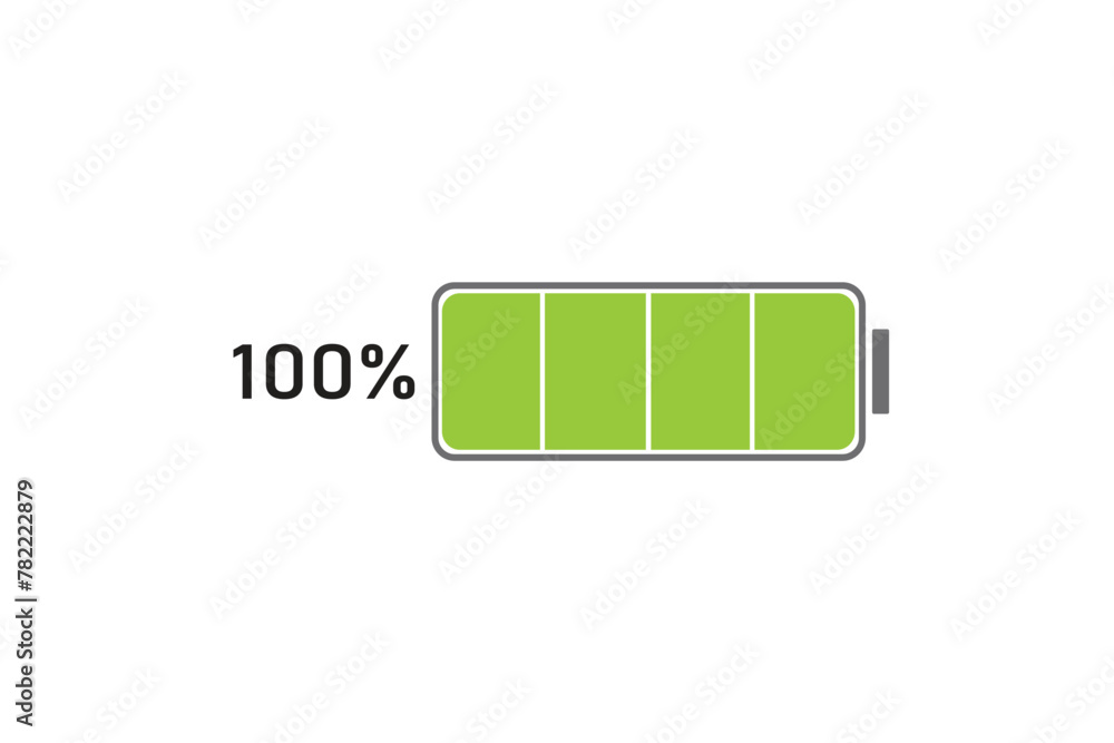 battery charging indicators with lightning symbol and percentages ...